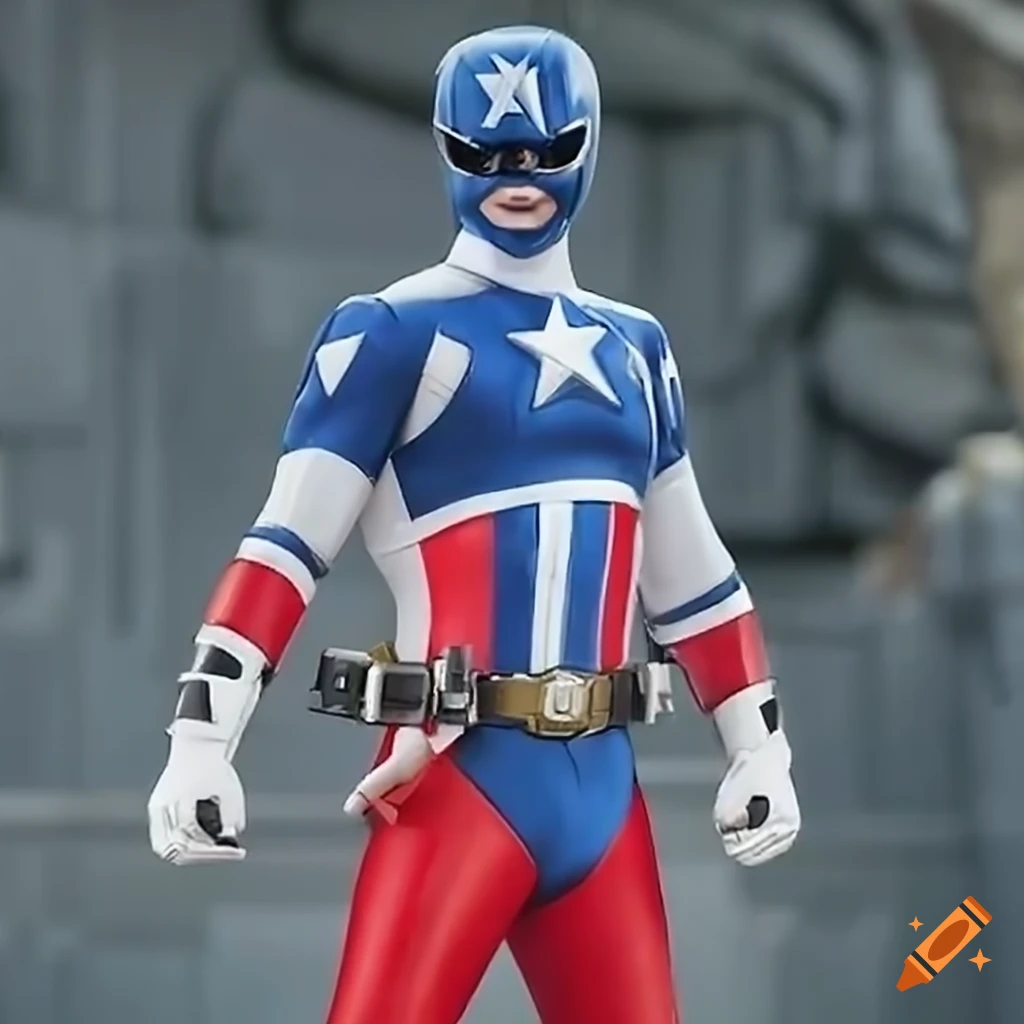 Captain america wearing a power ranger suit with iconic features like ...