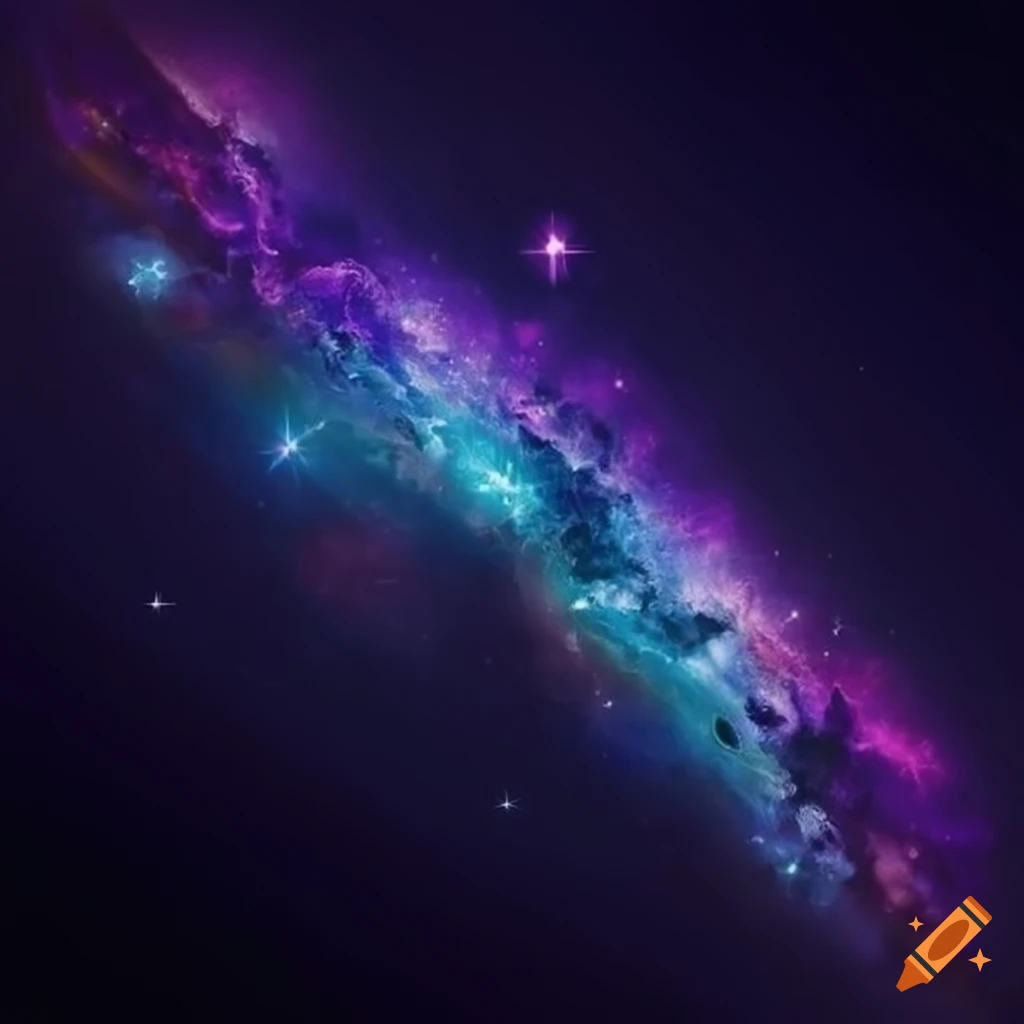 Comic design of an awe-inspiring cosmic sky with a starlight path on ...