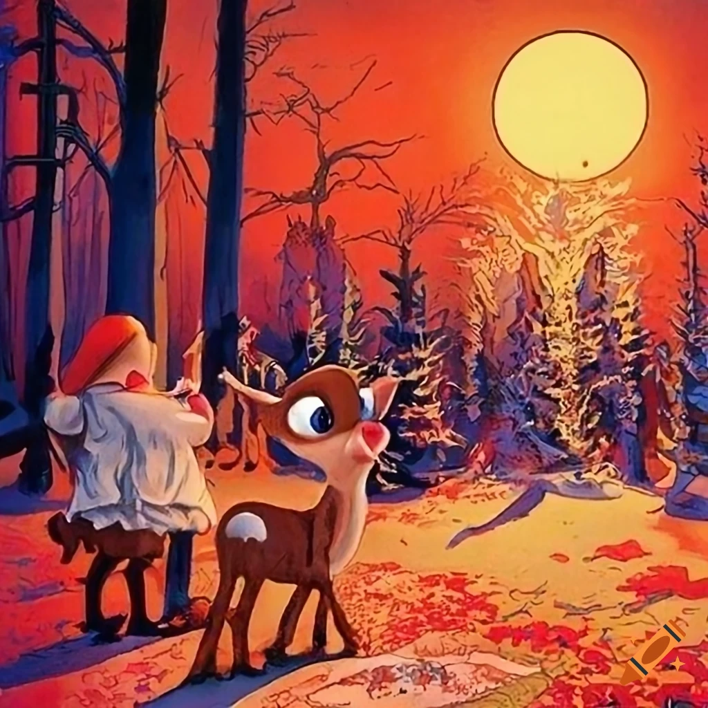 Travel poster inspired by rudolph the red nosed reindeer with art ...