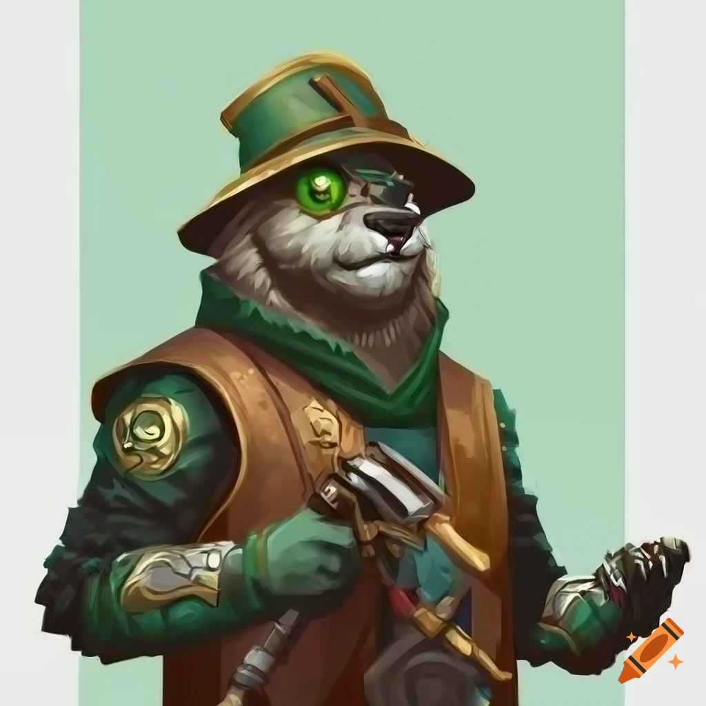 Male anthropomorphic furry seal dnd rpg character with spectacles and ...