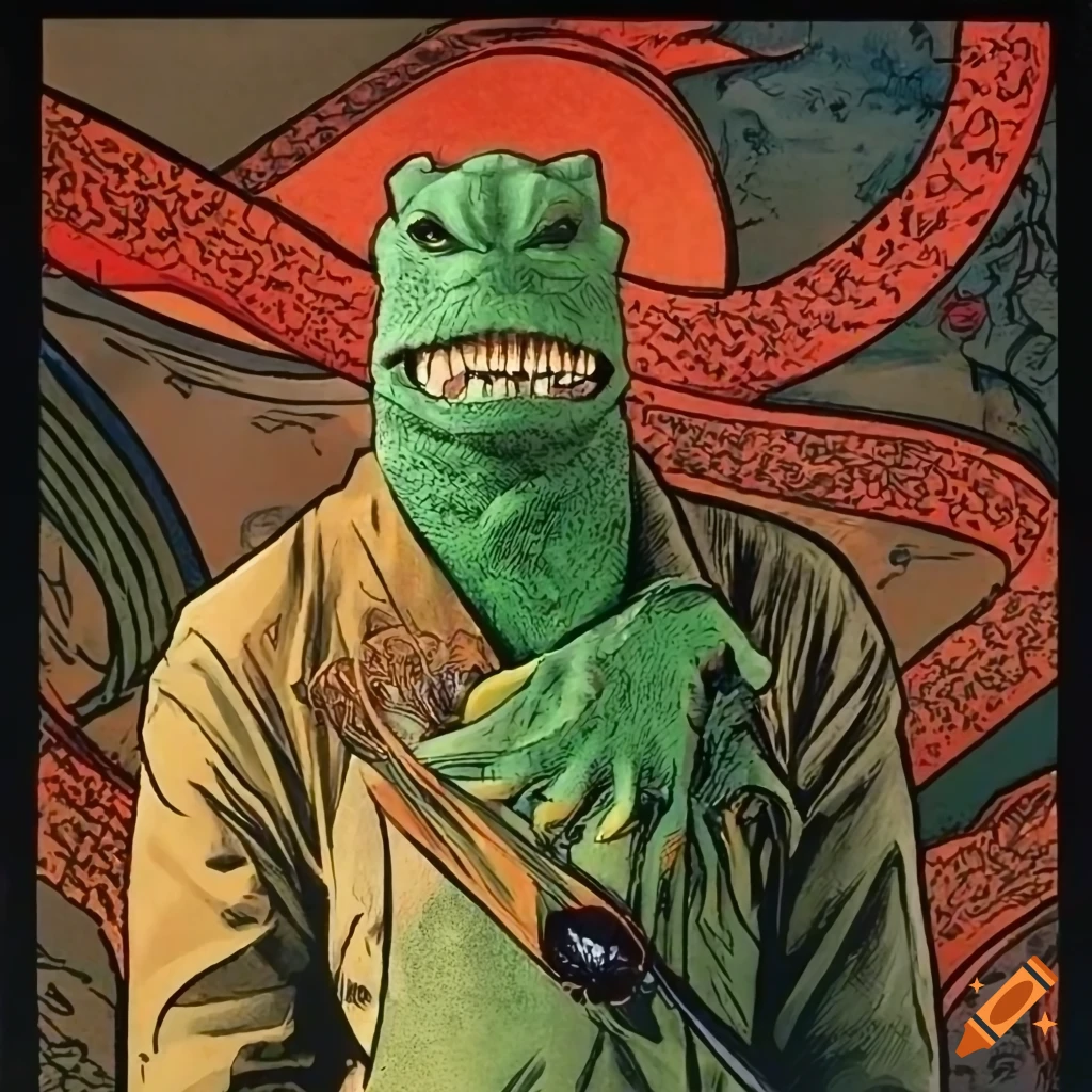 Reptile Villain from a Batman travel poster homage to Zatoichi with ...