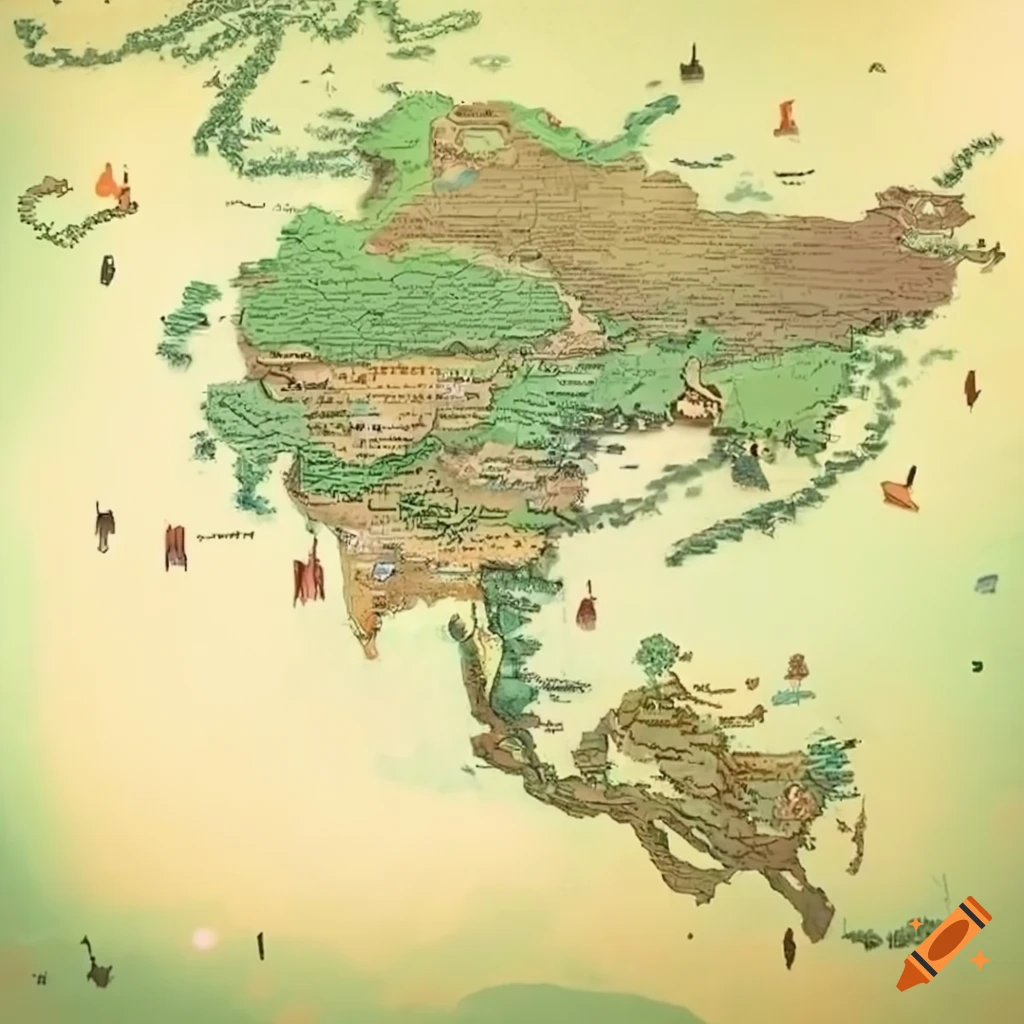 Fantastical map of japan with elves coexisting with humans on Craiyon