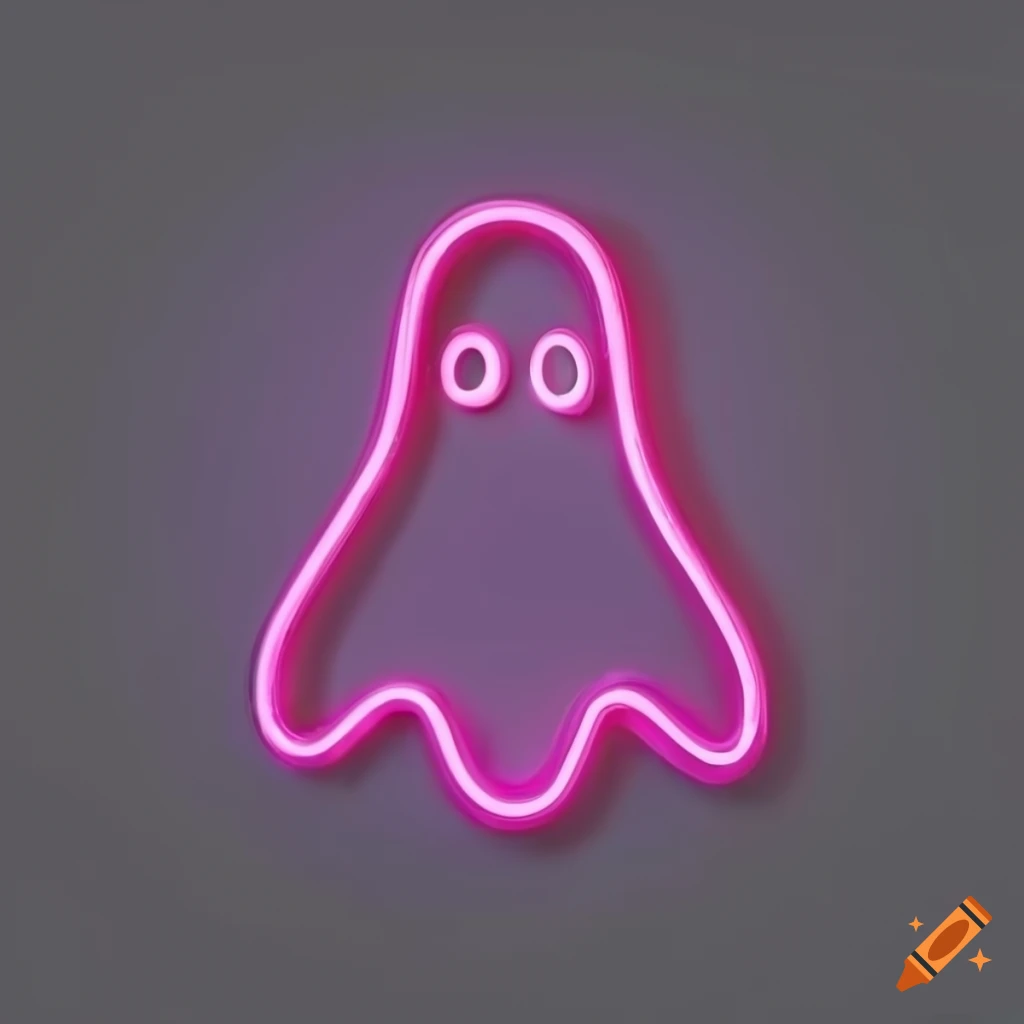 Minimalist neon sign of a pink ghost on Craiyon