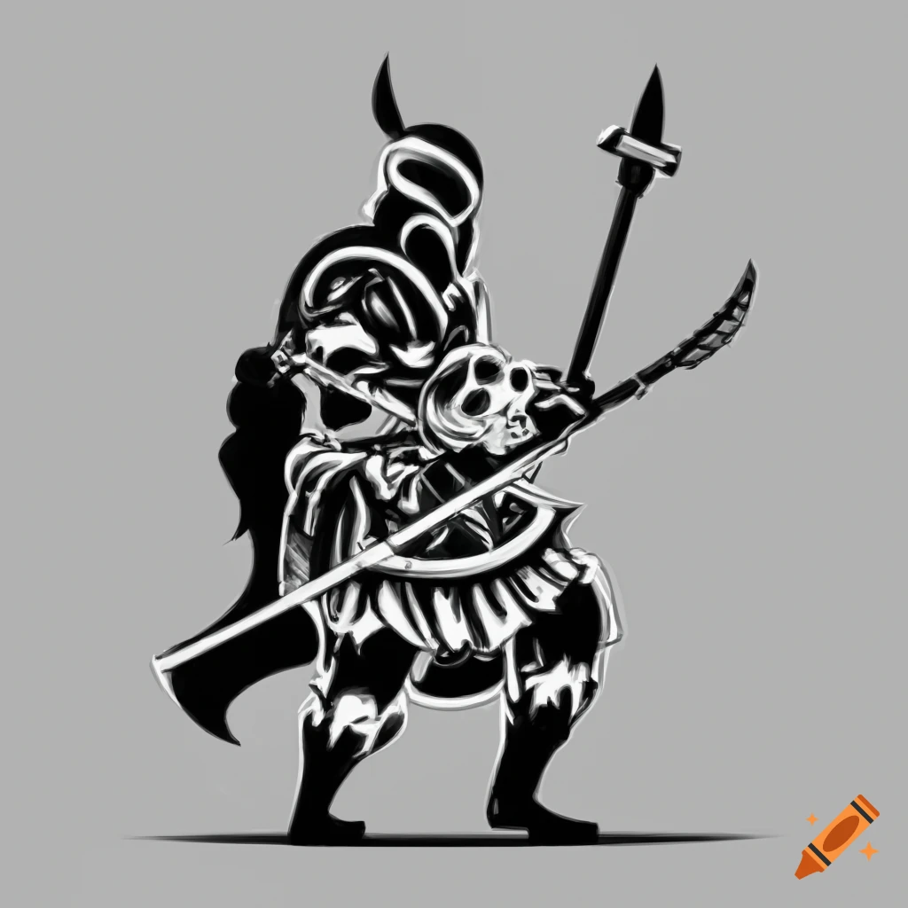 Representation of Ares in a combat stance with shield and spear ...