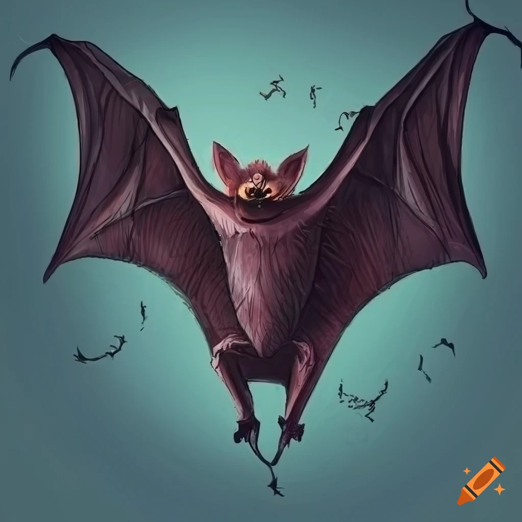 Bat drawing with paint on Craiyon