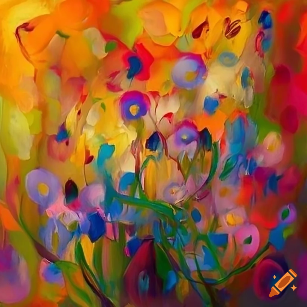 Abstract impressionist wild flowers painting on Craiyon