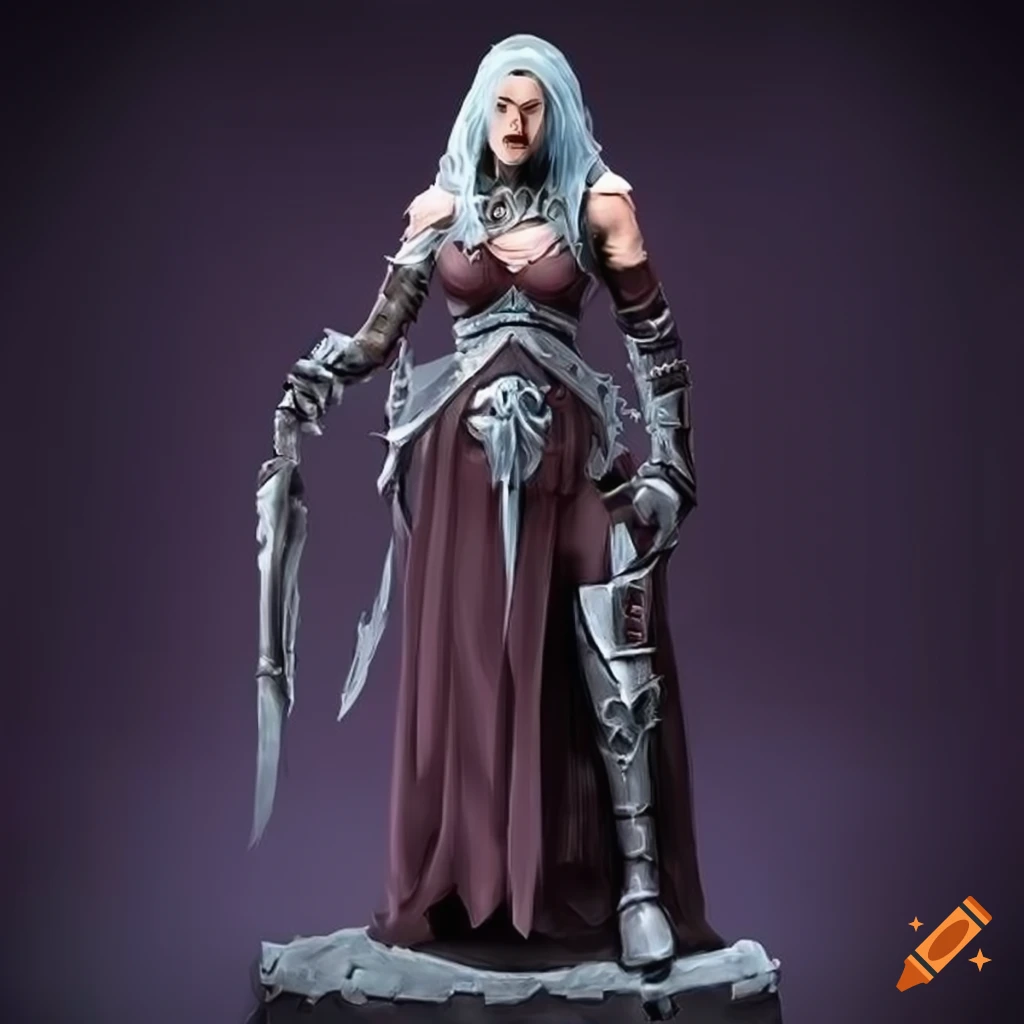 Armored female necromancer wizard casting spells on Craiyon