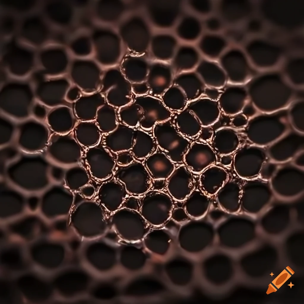 Detail of nickel particles on copper foam structure on Craiyon