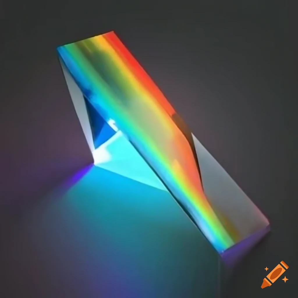 Realistic white light forms a rainbow through glass prism in physics ...