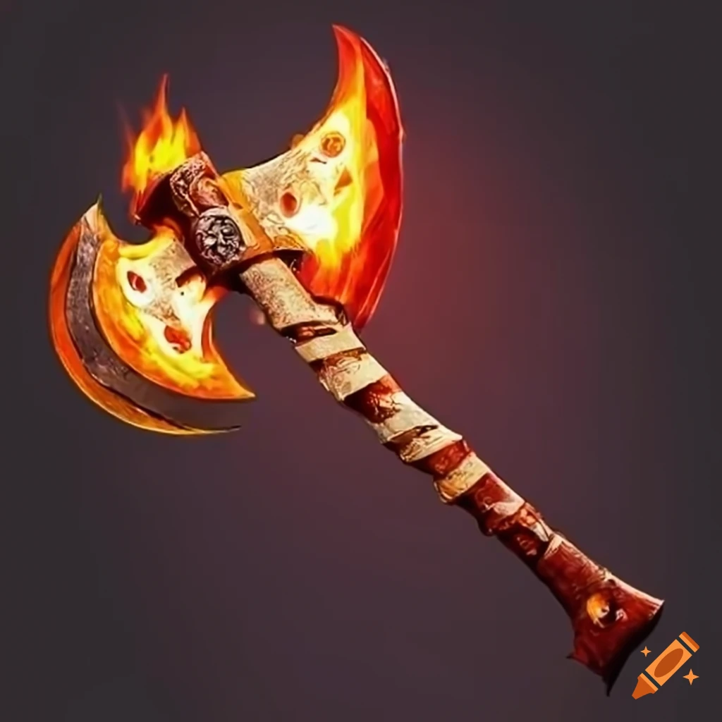 Legendary fiery axe on Craiyon