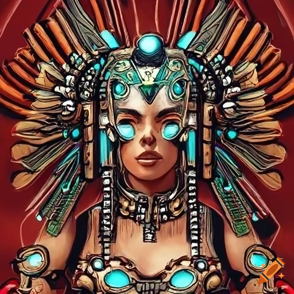 Aztec Cyber Valkyrie with a Futurism twist on Craiyon