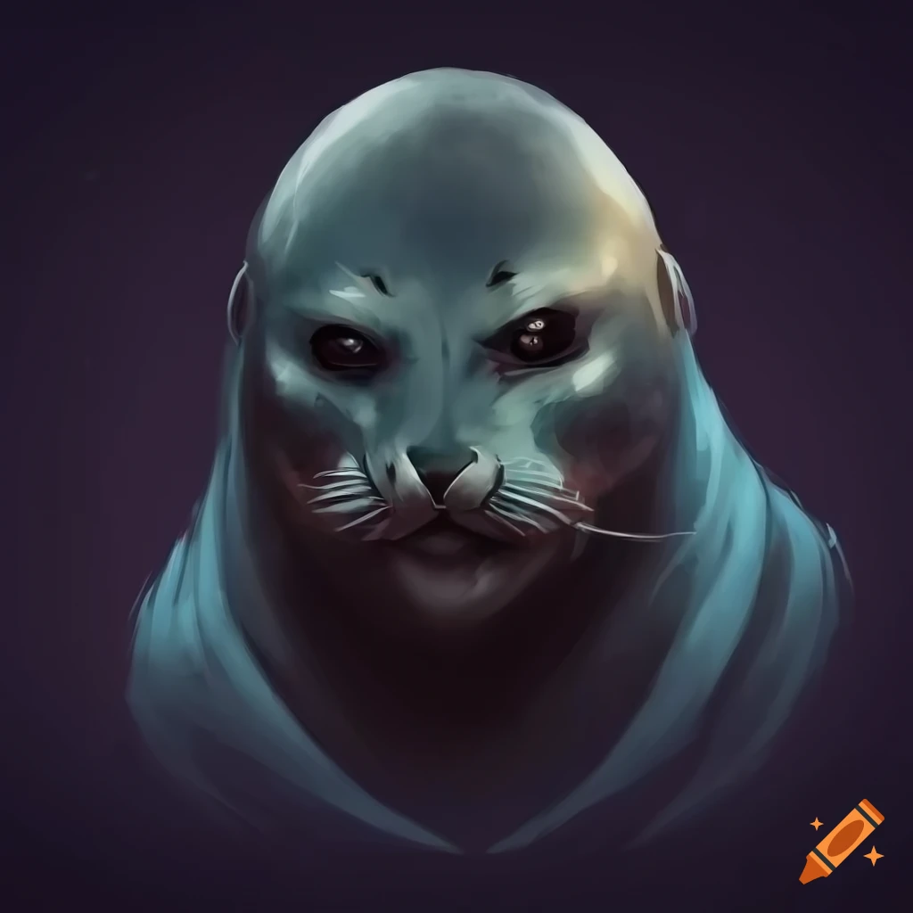 Male anthropomorphic furry seal DND RPG portrait illustration on Craiyon