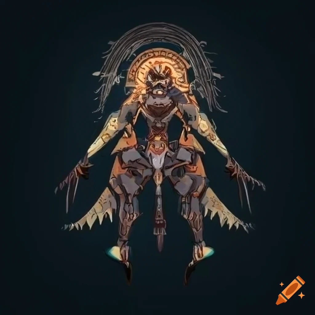 Minimalist aztec shark priestess mecha inspired by ukiyo-e on Craiyon