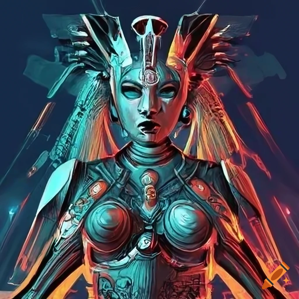 Aztec Cyber Valkyrie with a Futurism style on Craiyon