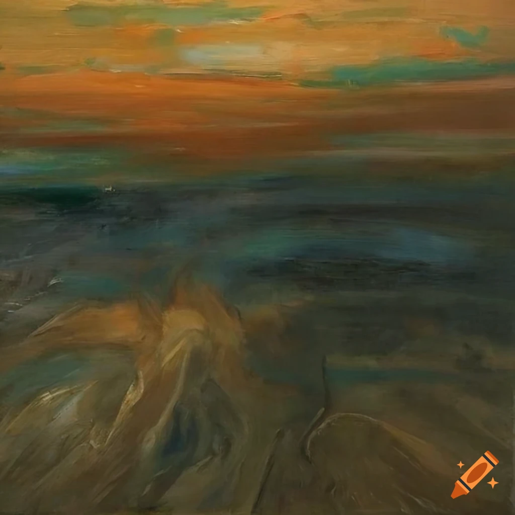 Abstract expressionistic 19th century oil painting representing anxiety ...