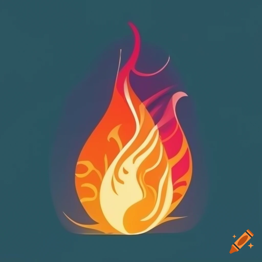 Minimalist stylized flame logo in vector graphics style on Craiyon