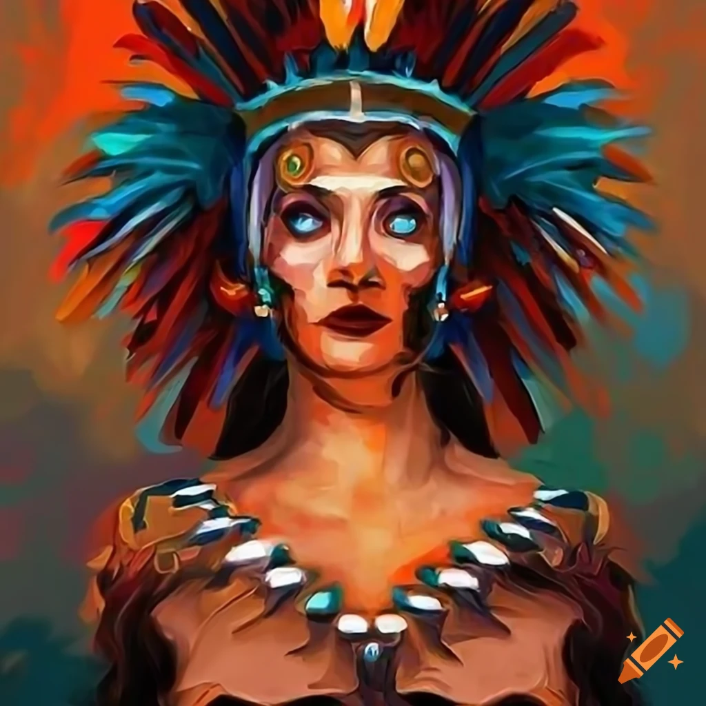Stylized Aztec Gladiator Witch with Impressionist and Disney influences ...