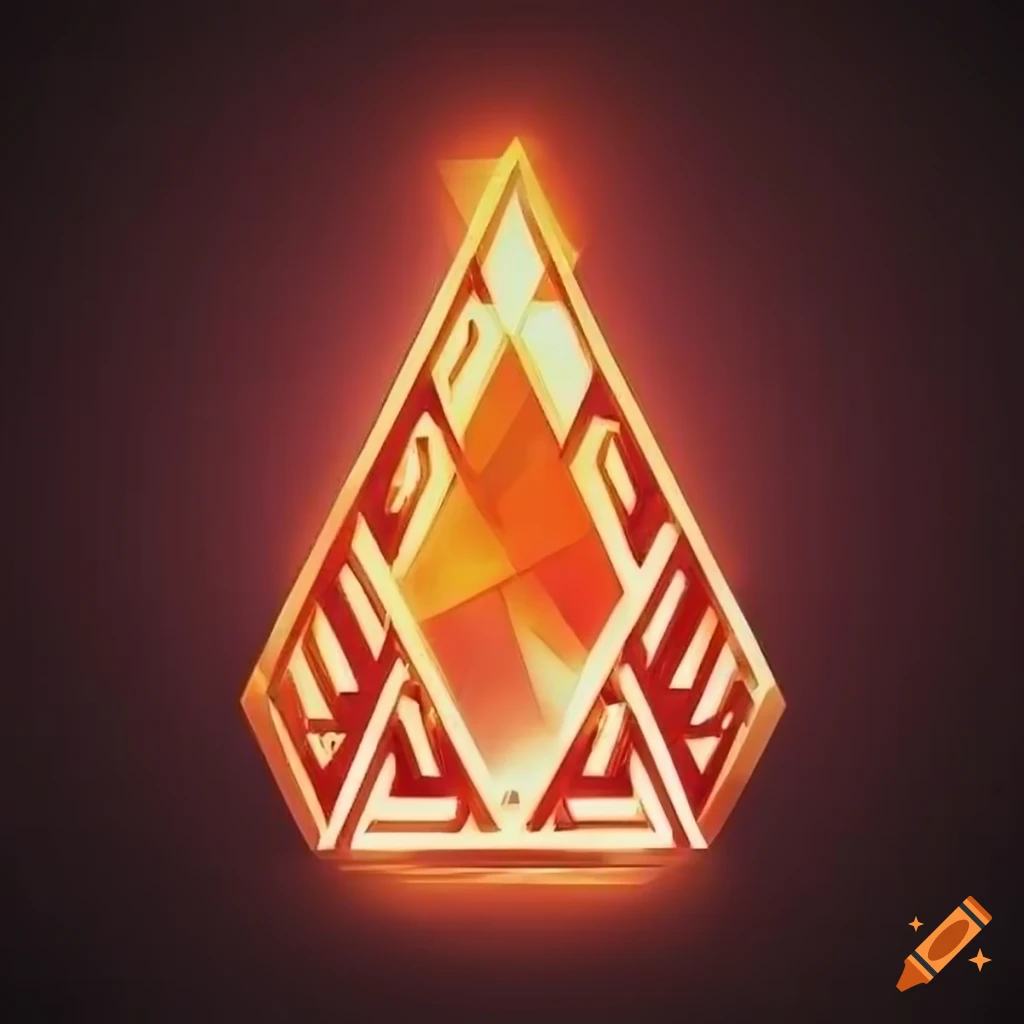 Abstract angular sharp geometric flame logo in Art Deco style on Craiyon