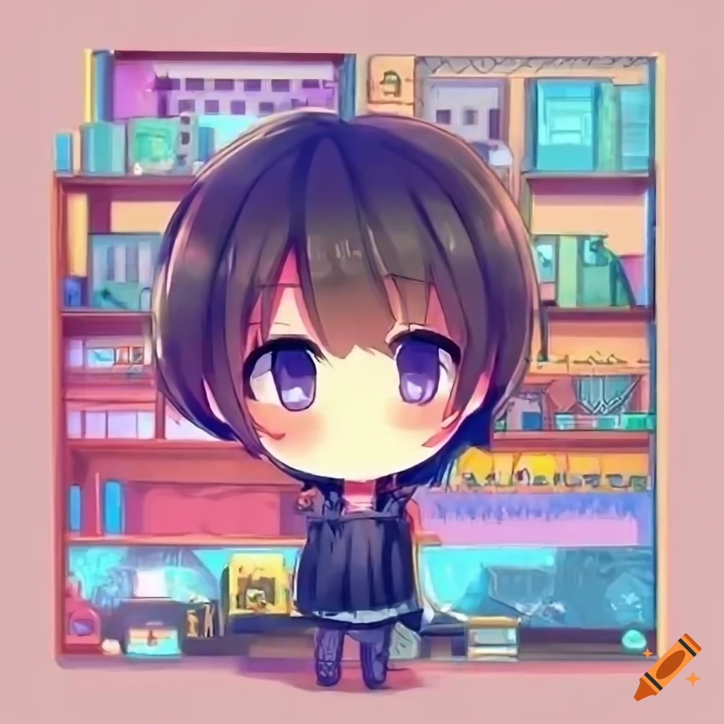 Adorable chibi NPC in a busy city in classic anime style on Craiyon