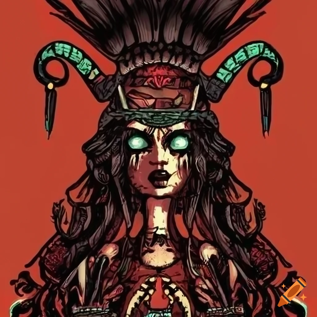 Neobrutalist Aztec Blood Witch Vector Art with Diesel Punk inspiration ...