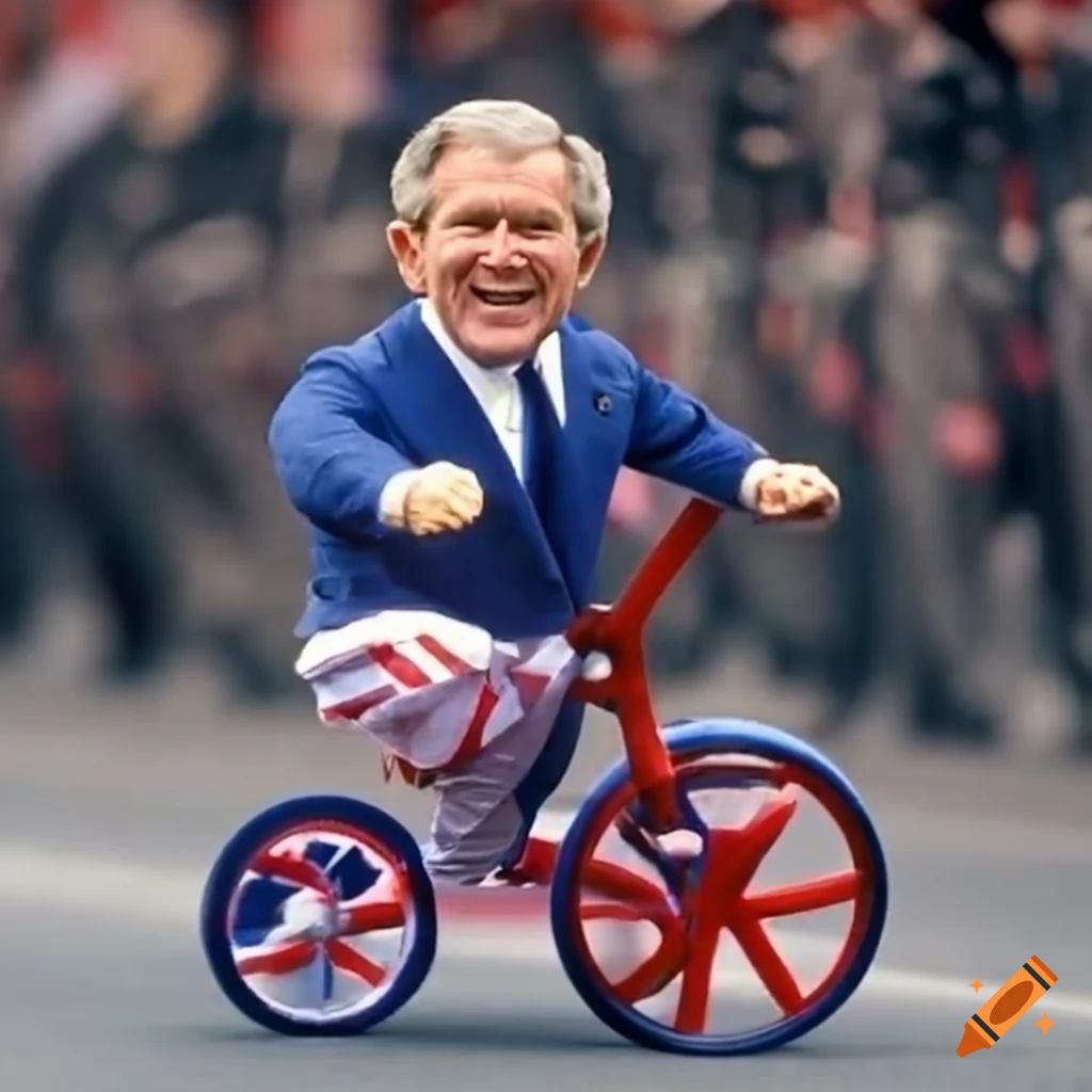 Former president George W. Bush riding tricycle in children's parade ...