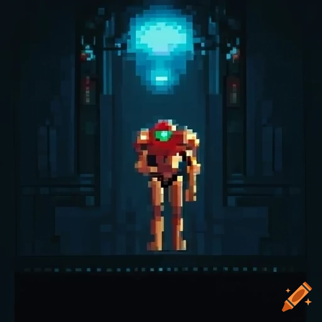 Metroid pixel art on Craiyon