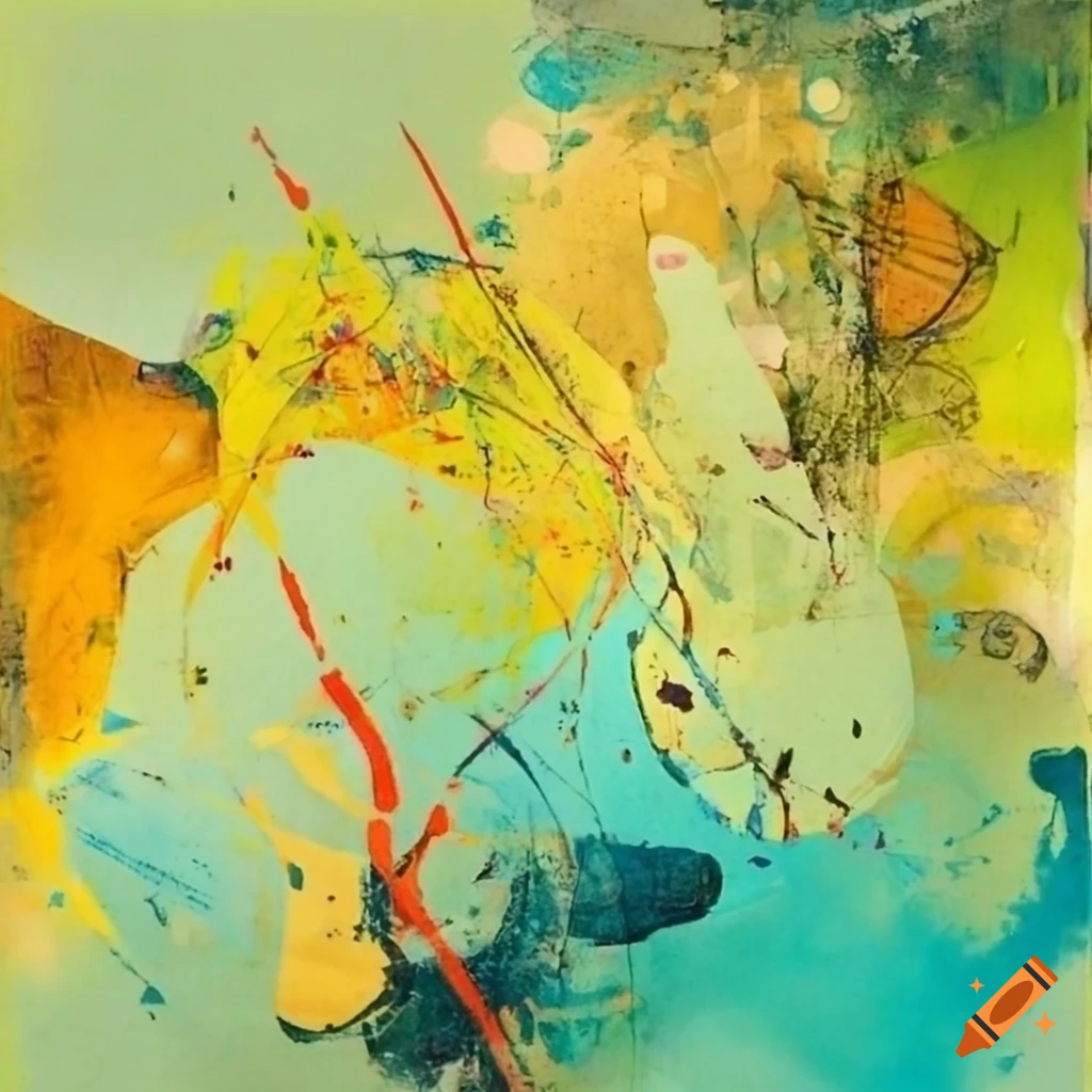 Abstract painting with orderly chaotic composition and overlapping ...