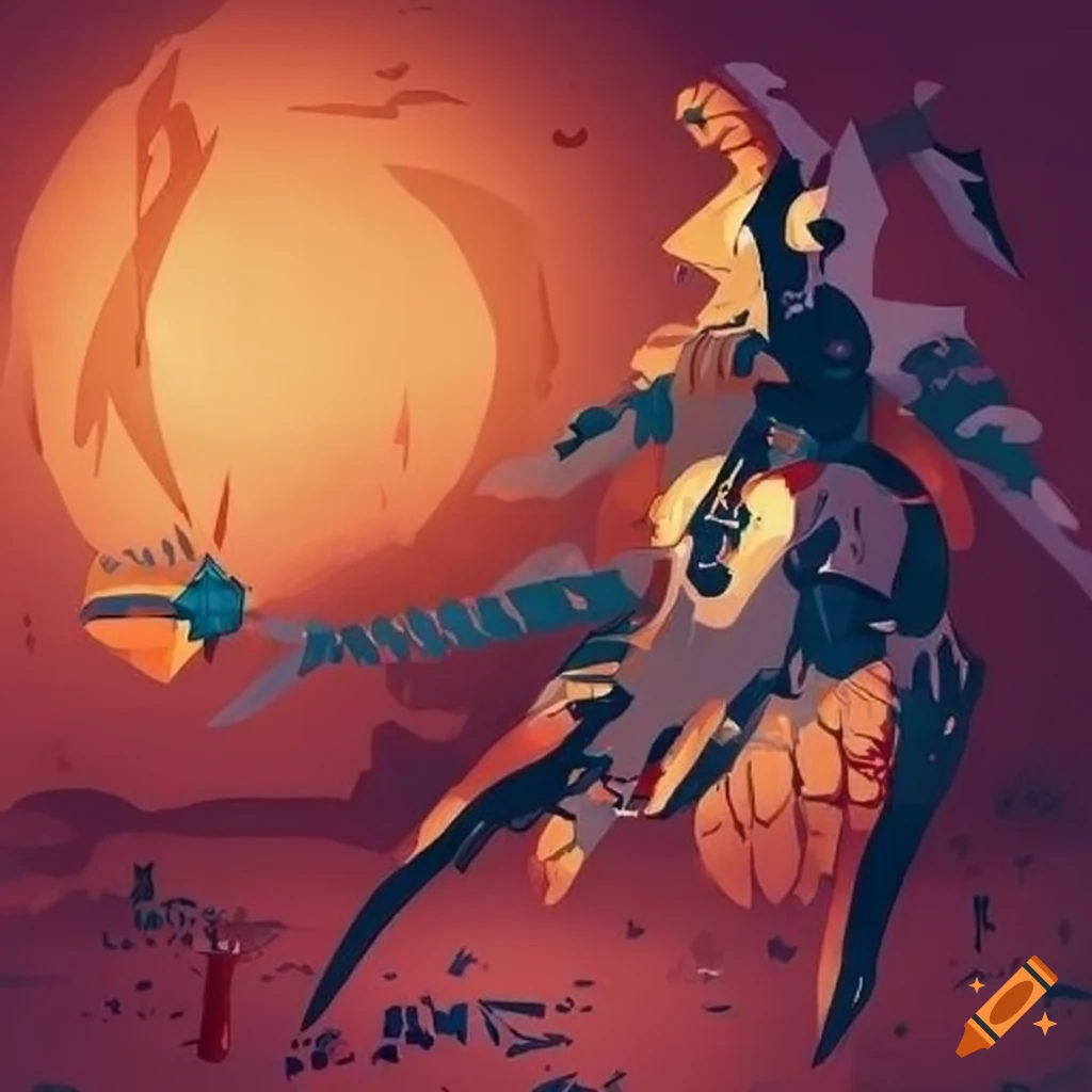 Minimalism aztec shark priestess mecha inspired by ukiyo-e on Craiyon