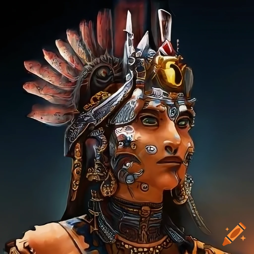 Aztec Armored Valkyrie in Mid Poly Futurism style on Craiyon