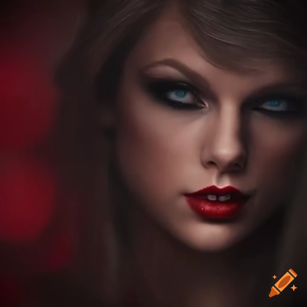 Artistic portrayal of Taylor Swift as a captivating vampire with intense eyes on Craiyon