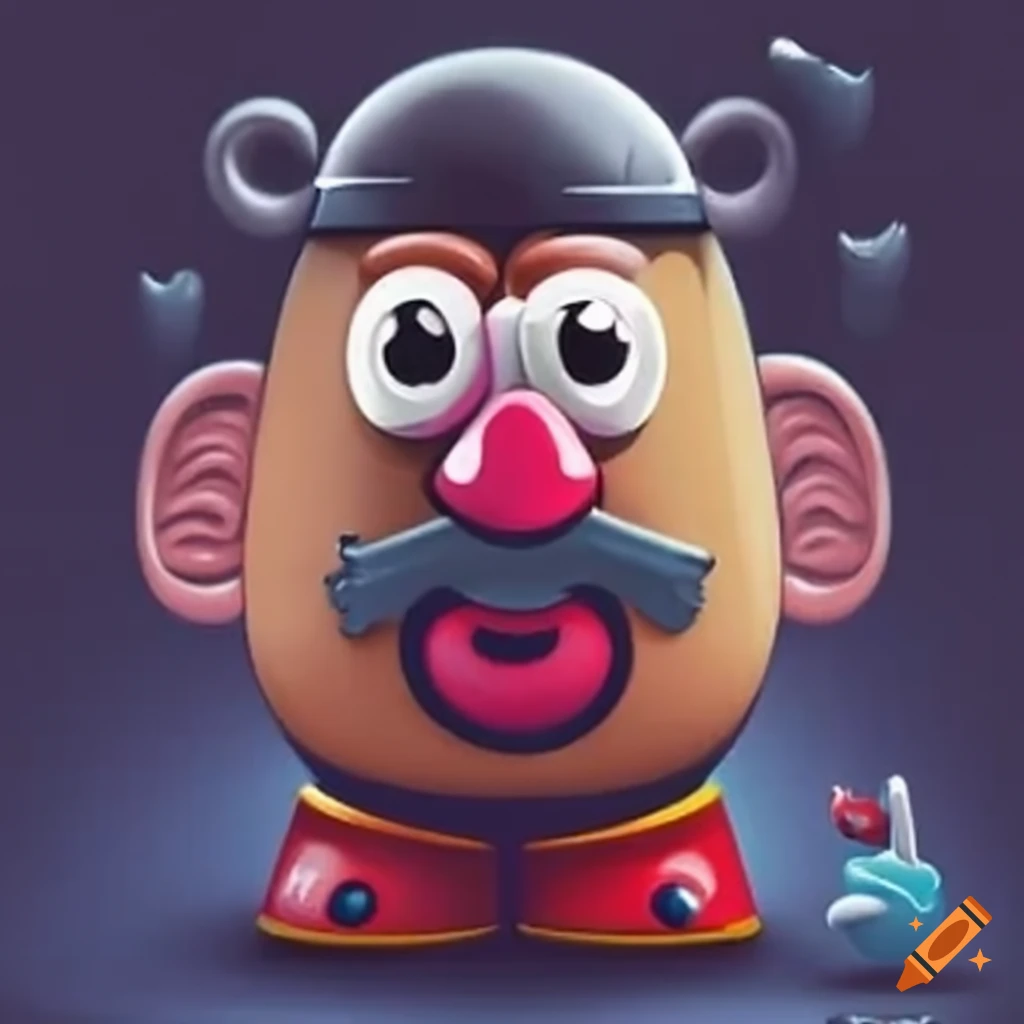 Mr. Potato Head portrayed as Duke Nuke'em on Craiyon