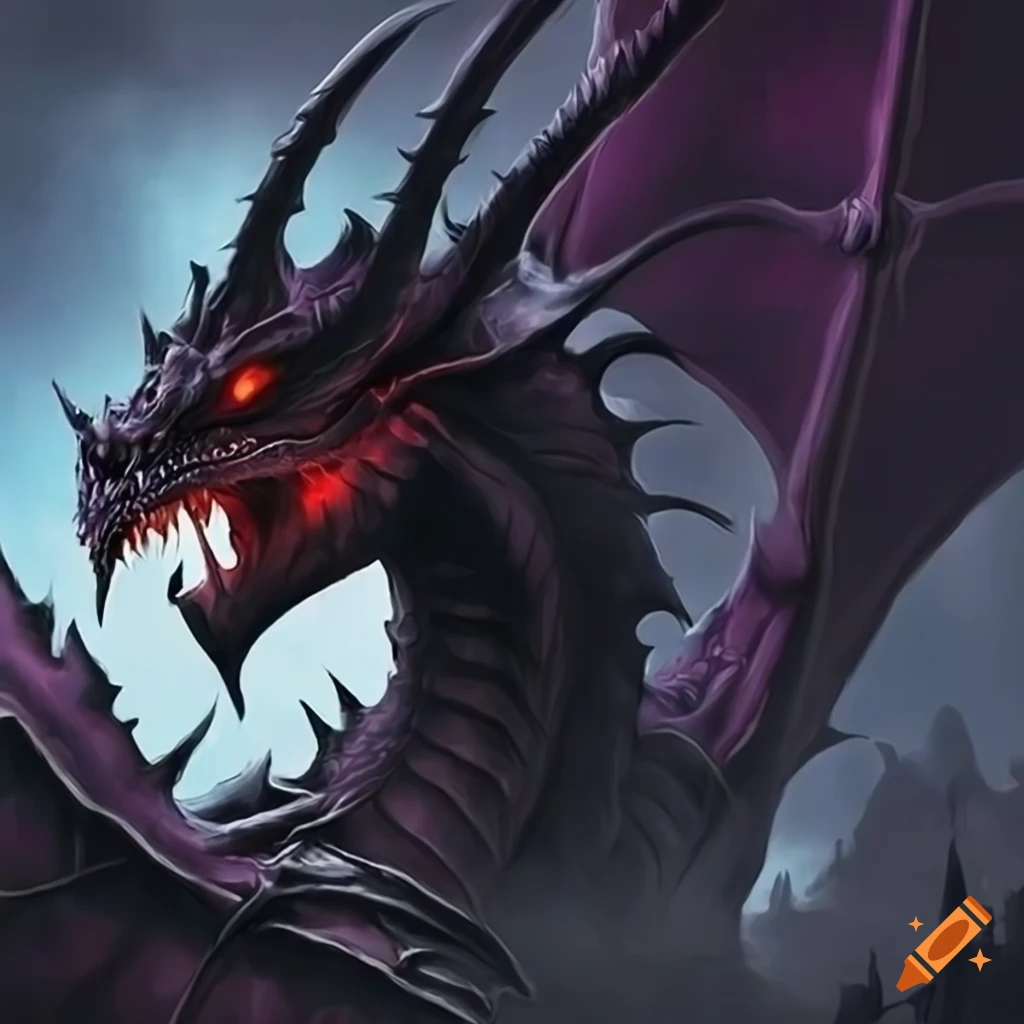 Dark and dangerous dragon on Craiyon