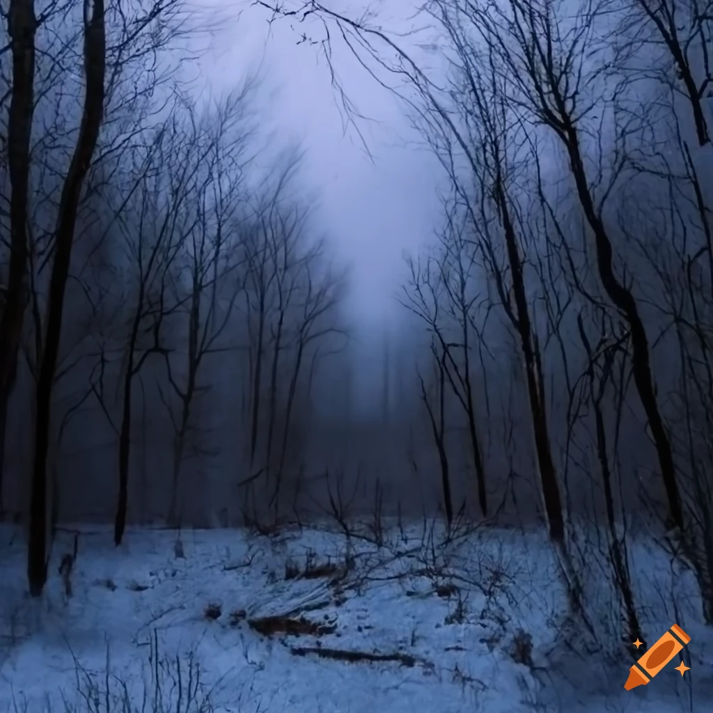 Forgotten blizzardous battlefield with frost-covered war equipment and ...