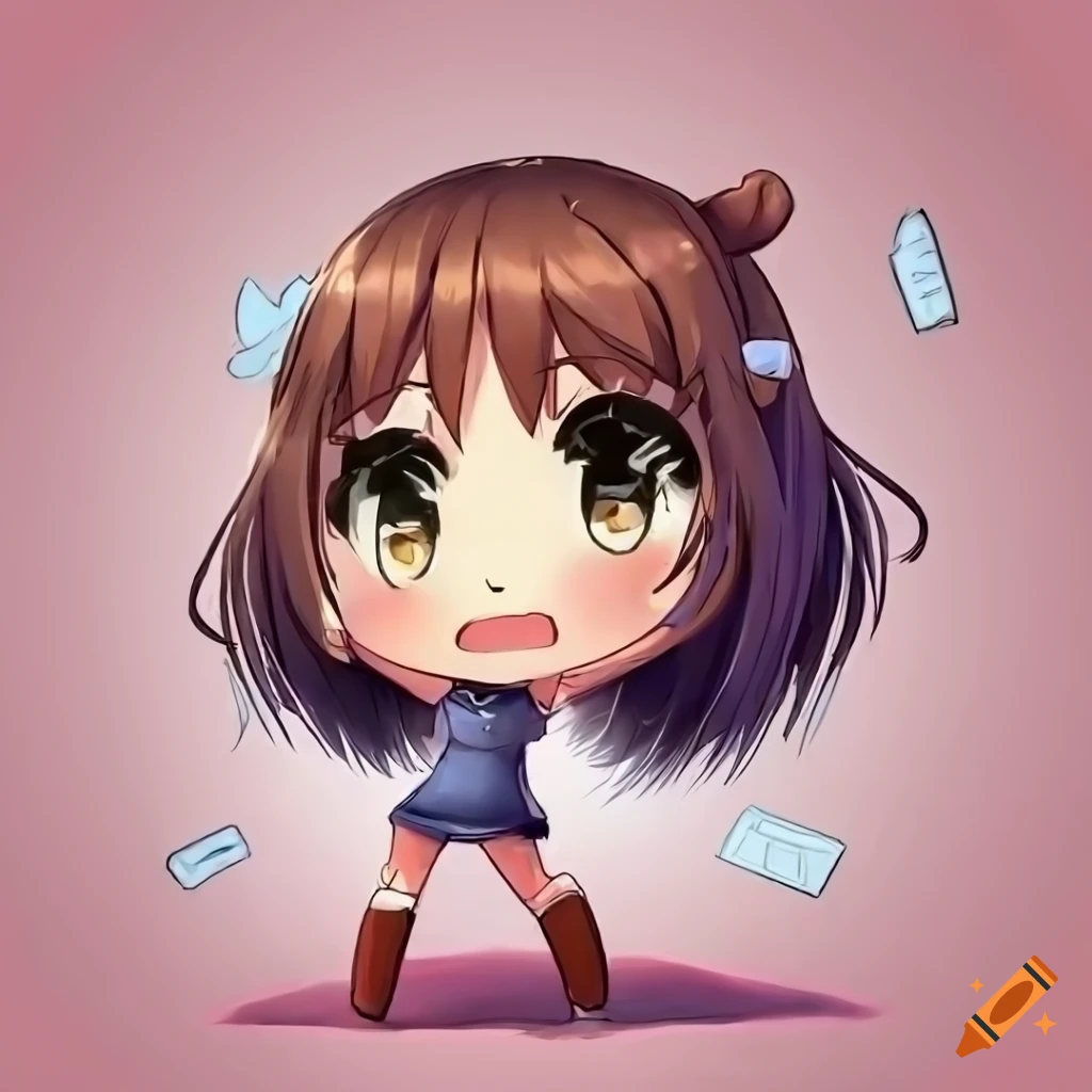 Adorable chibi NPC in a busy city in classic anime style on Craiyon