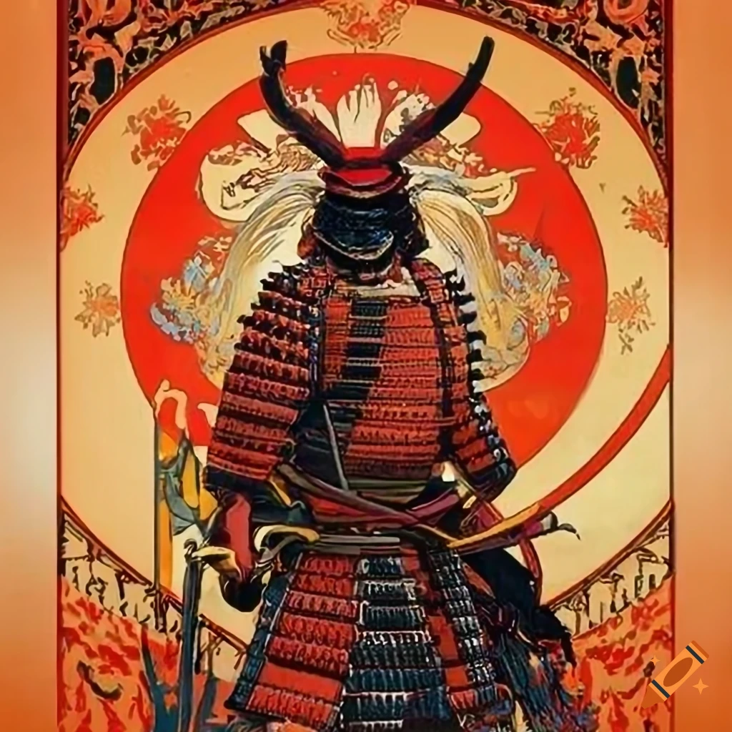 Vibrant movie poster with a mysterious Samurai on Craiyon