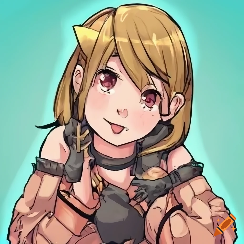 Sickly cute MMORPG NPC in cartoonish manga style on Craiyon