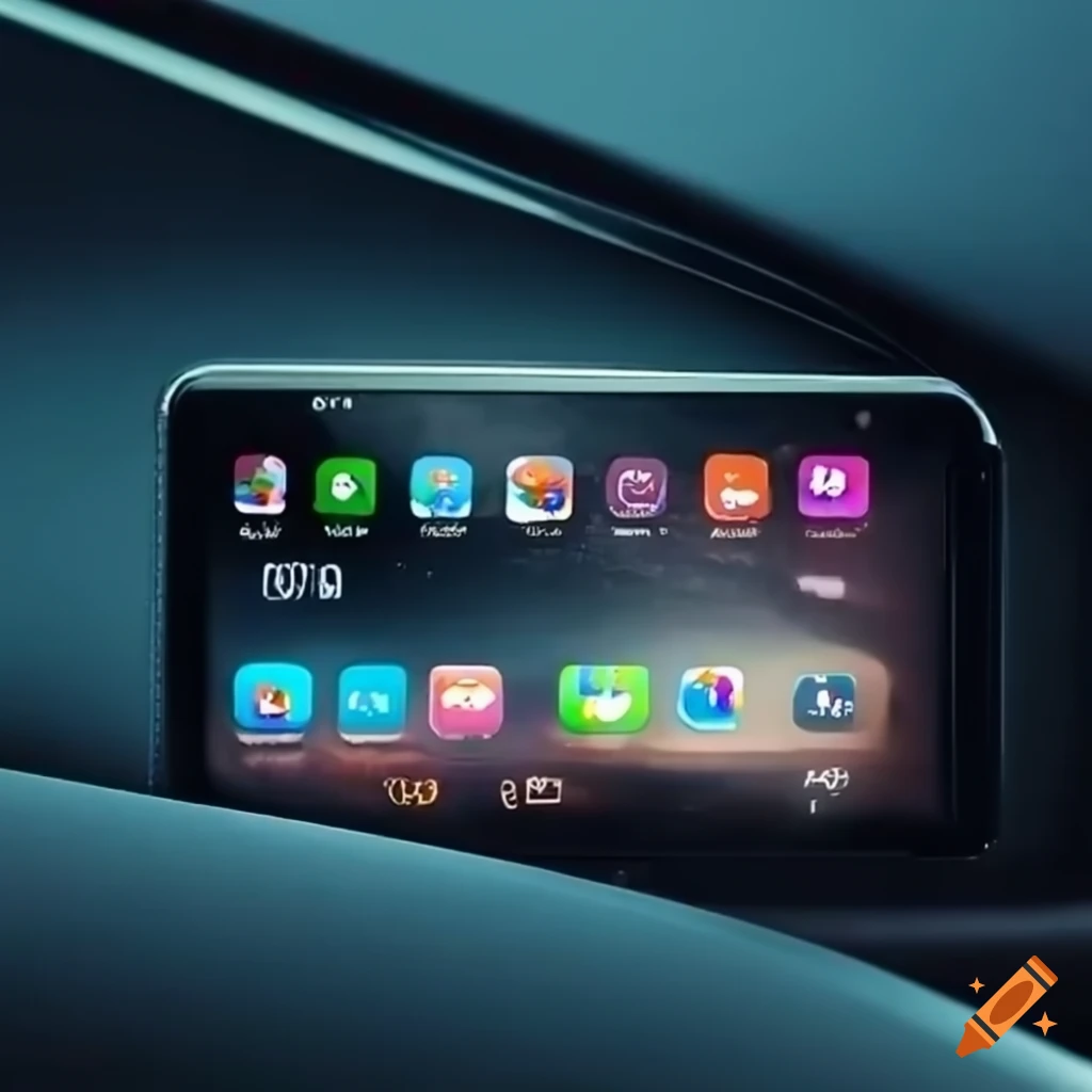 Ips screen compatible with carplay installed in a budget car on Craiyon