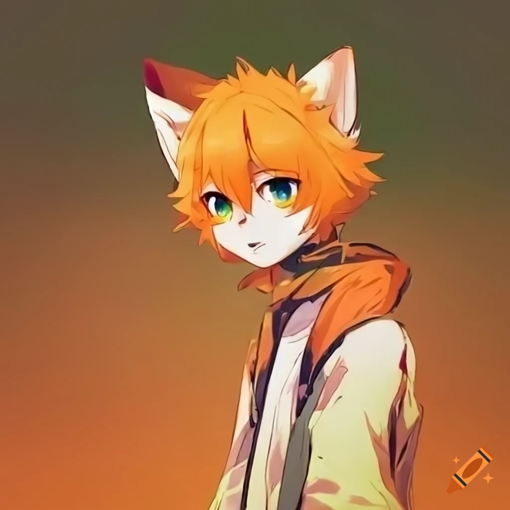 Profile picture of an orange kemono fox boy with unique eyes on Craiyon