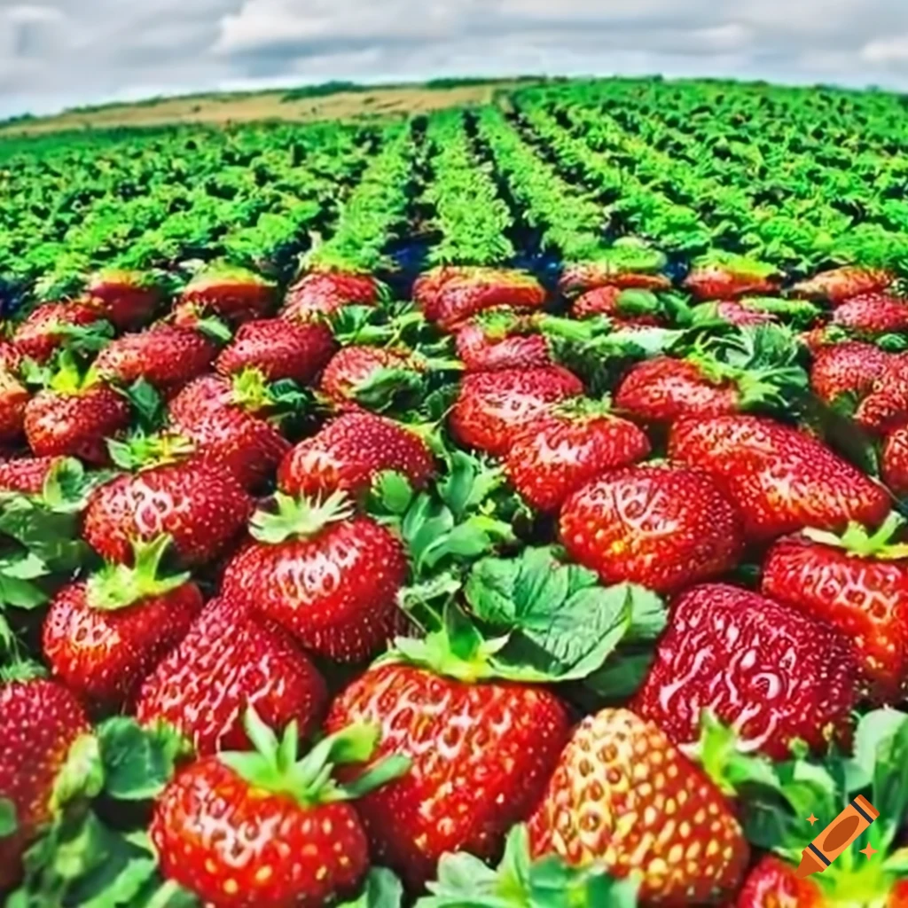 Giant strawberry field in aesthetic style on Craiyon
