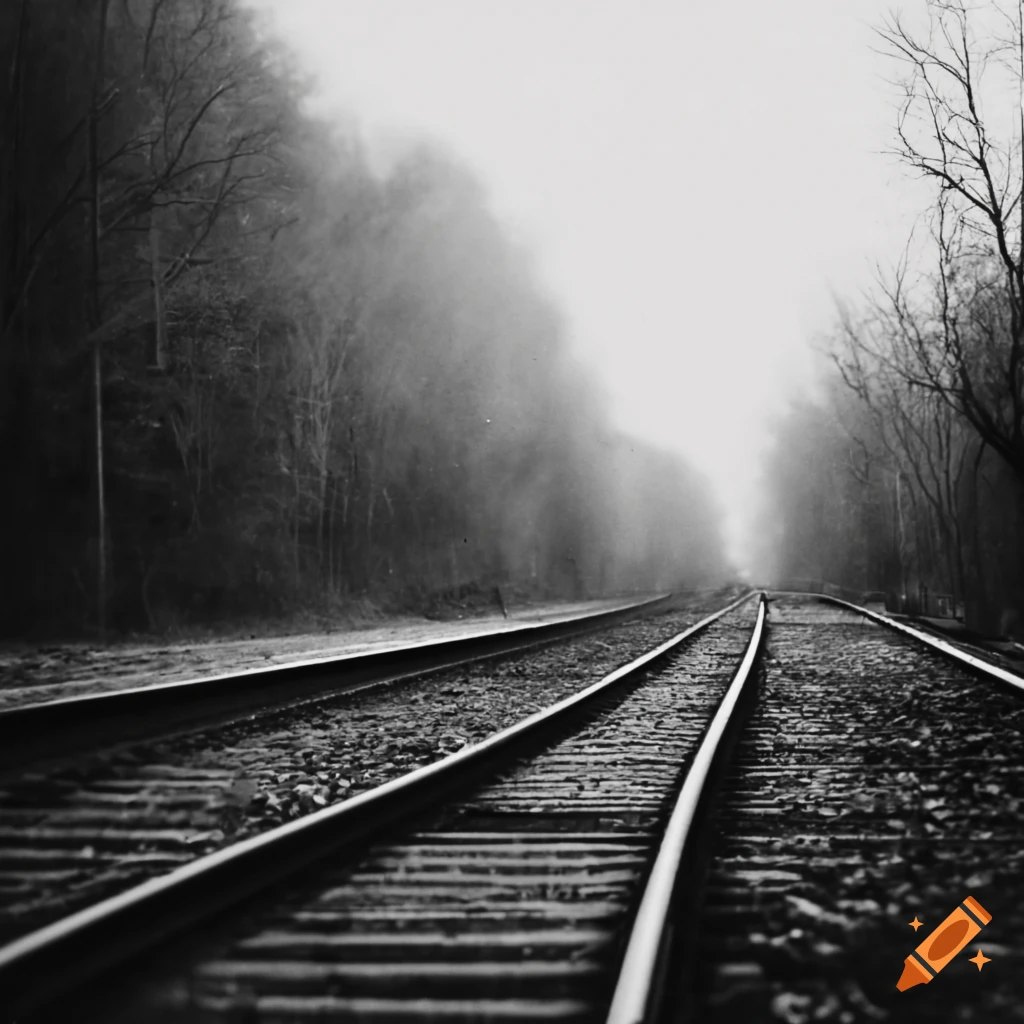 Side view of train tracks on Craiyon