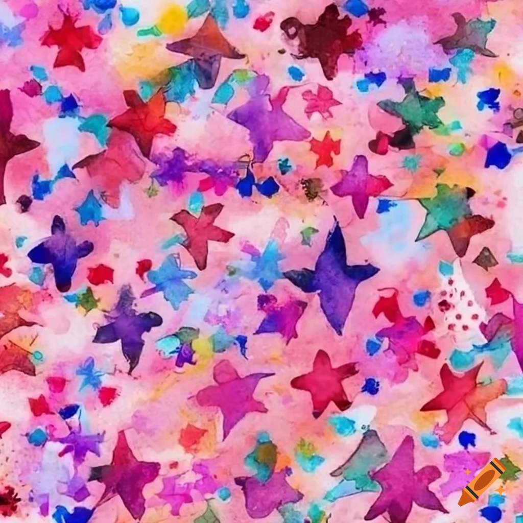 Stars animated on pink paper patterns on Craiyon