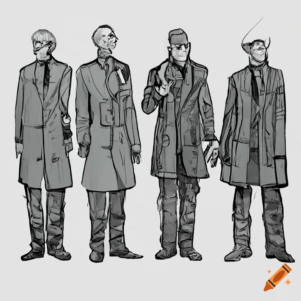 Futuristic pinkerton detective agency scene with human and alien ...