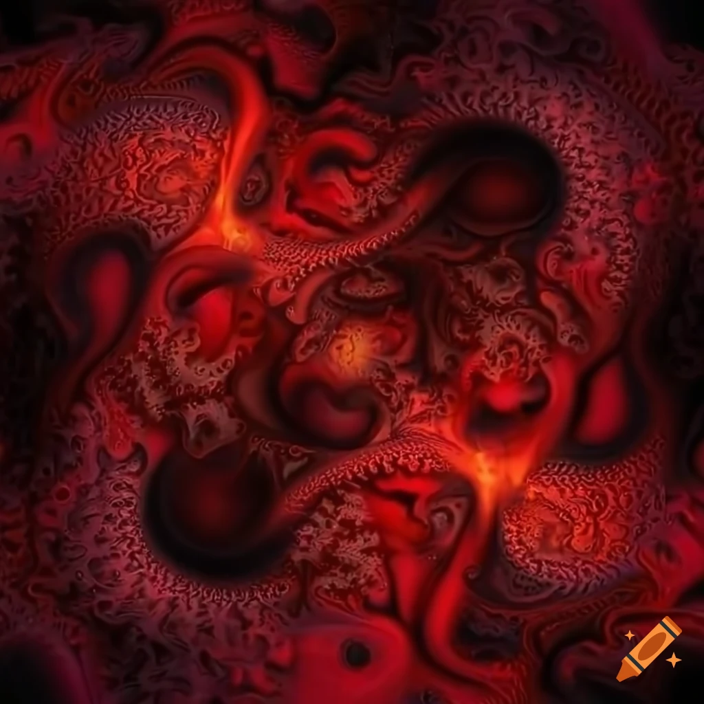 Red psychadelic cursed fractal background with blood on Craiyon
