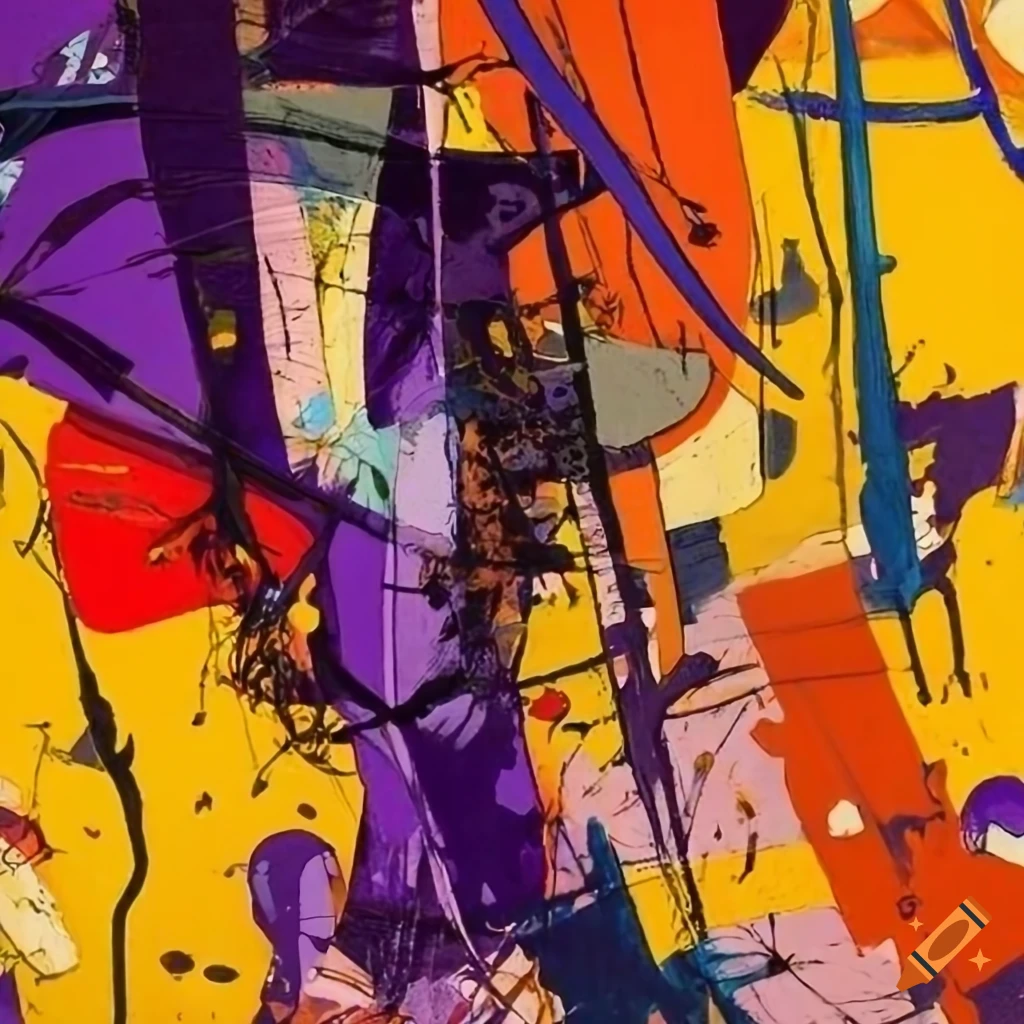 Abstract comic book art collage with chaotic composition influenced by ...