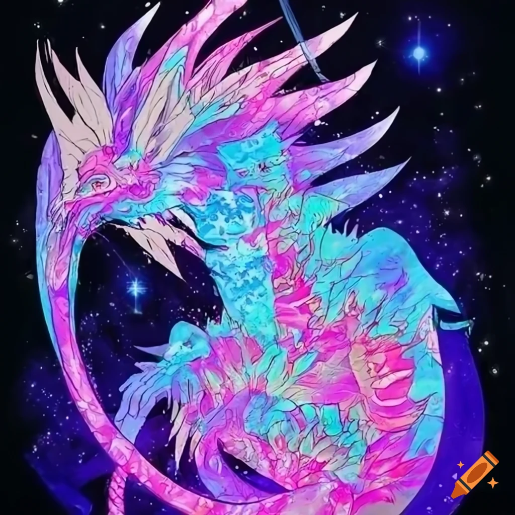 Cosmic radiance dragon in angular minimalism style on Craiyon