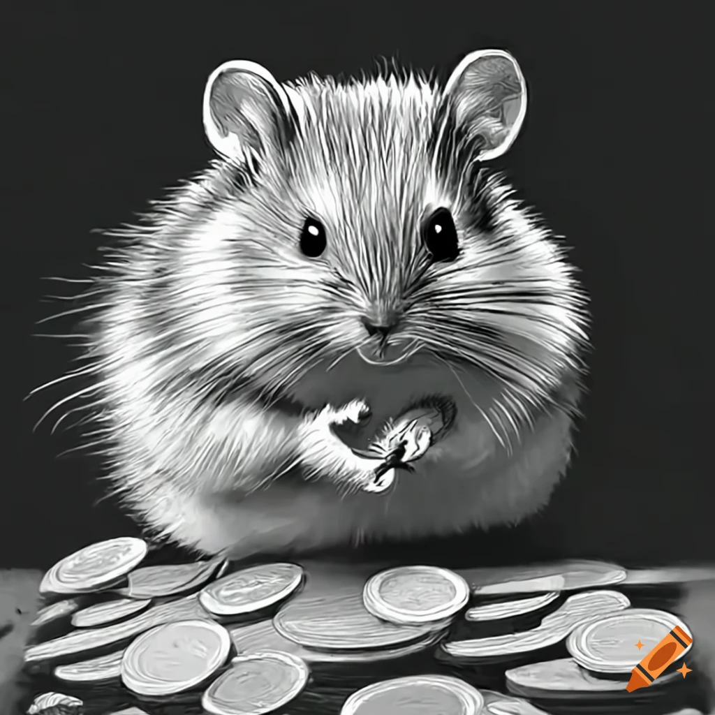 Hamster with numbers on its forehead looking at phone surrounded by ...