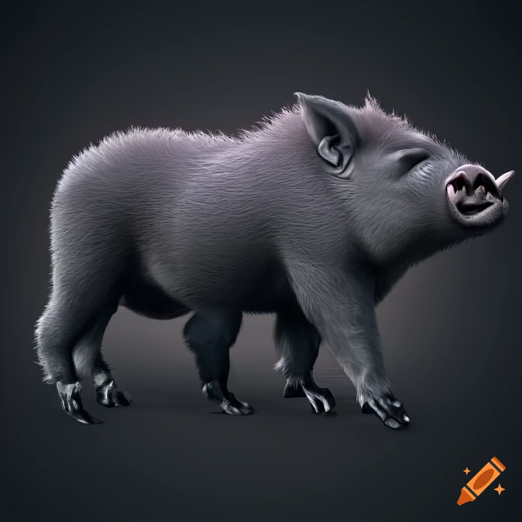 Mythical gorilla-pig hybrid creature with photorealistic details on Craiyon