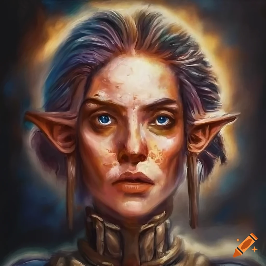 Cold-colored oil painting portrait with Baldur's Gate style on Craiyon