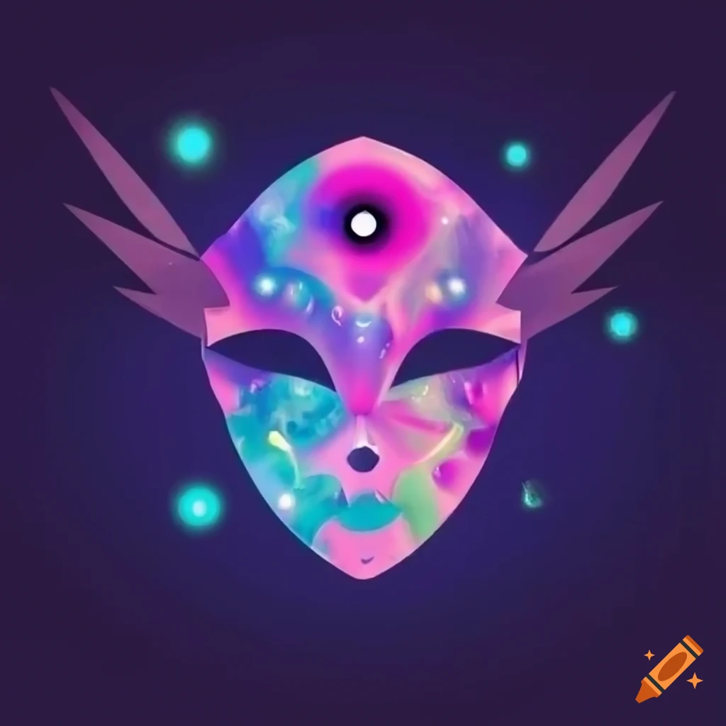 Cosmic radiance mask logo in angular minimalistic style on Craiyon