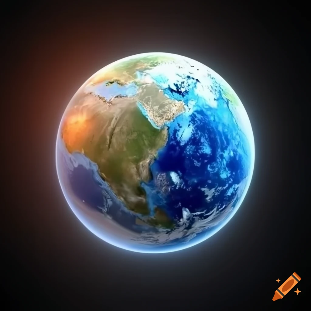 3D rendering of Earth with half illuminated by the sun and city lights ...